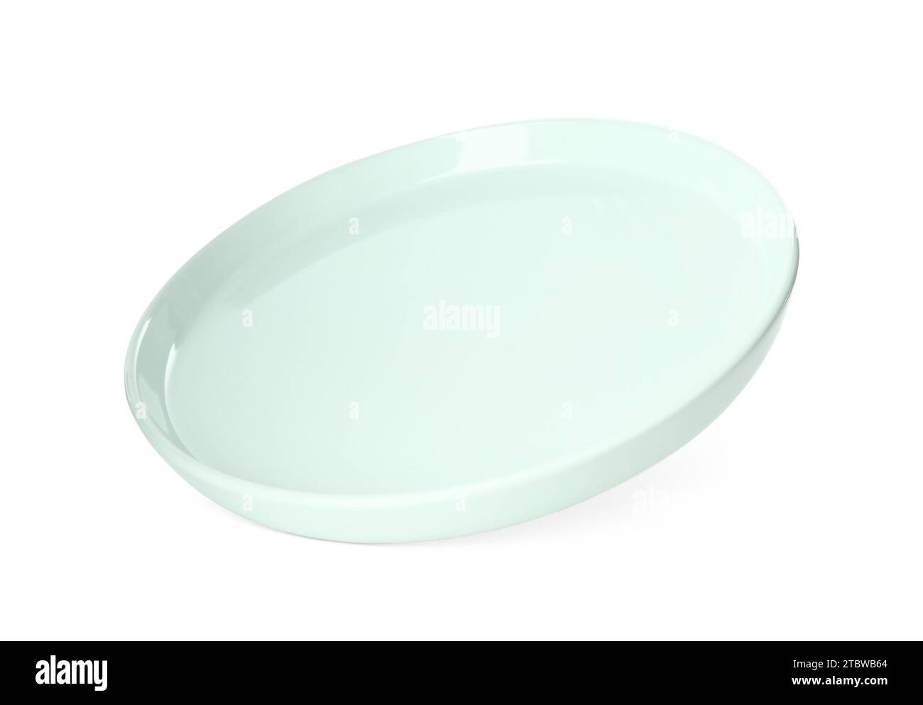 Clean light blue plate isolated on white Stock Photo - Alamy