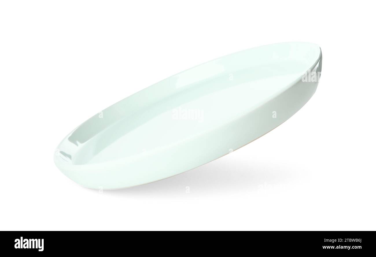 Clean light blue plate isolated on white Stock Photo - Alamy