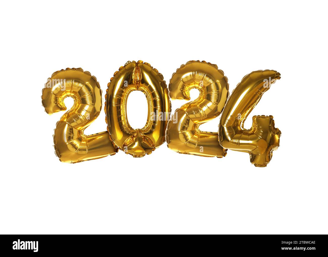 New 2024 Year. Golden number shaped balloons isolated on white Stock ...