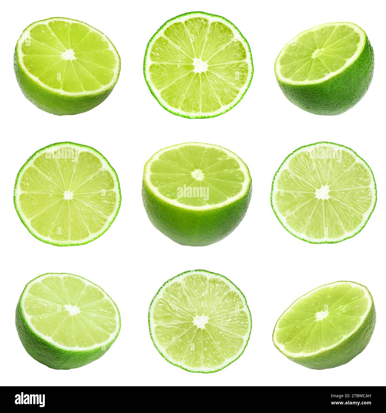 Cut limes isolated on white, set. Citrus fruit Stock Photo - Alamy