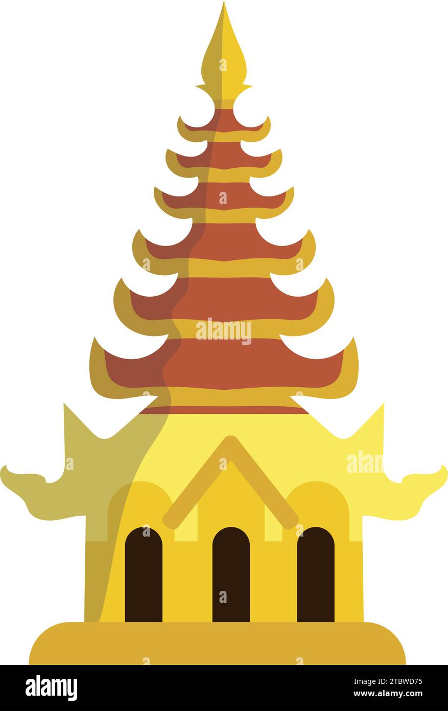 myanmar pagoda shwedagon temple illustration vector isolated Stock ...