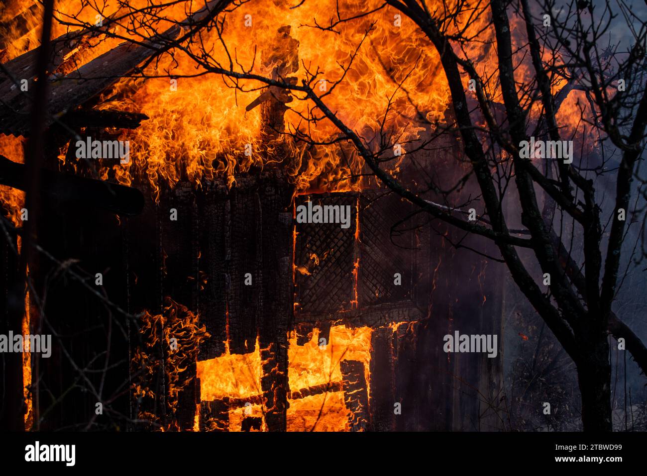 Completely destroyed wooden house hi-res stock photography and images ...
