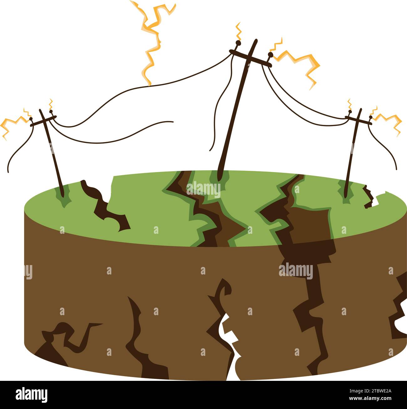 earthquake illustration with destroyed earth vector isolated Stock ...
