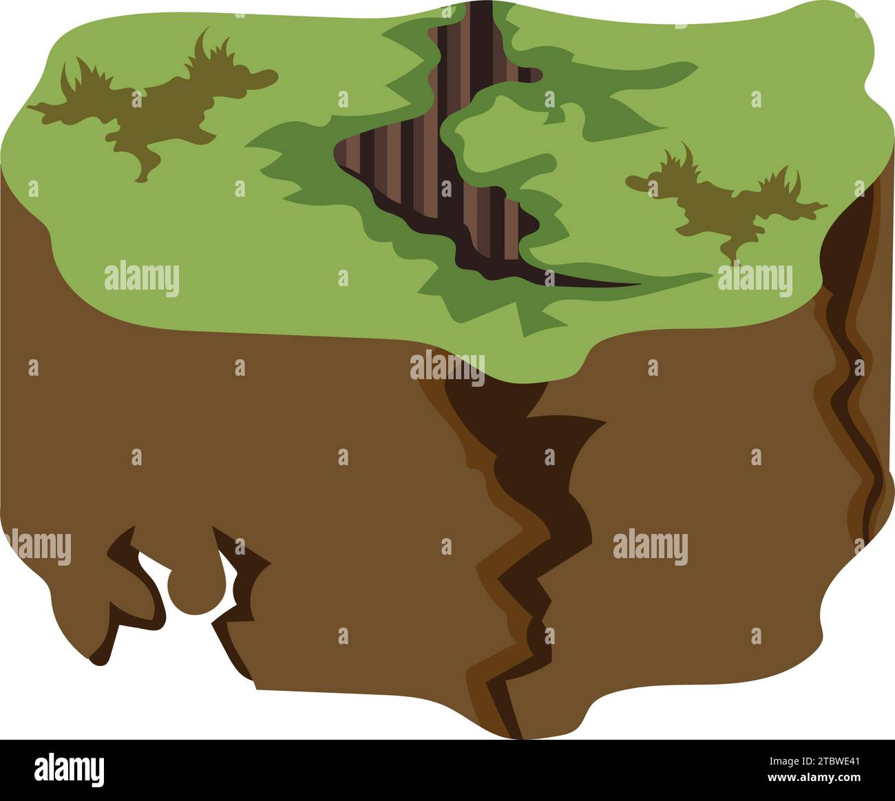 earthquake illustration with destroyed earth piece vector isolated ...
