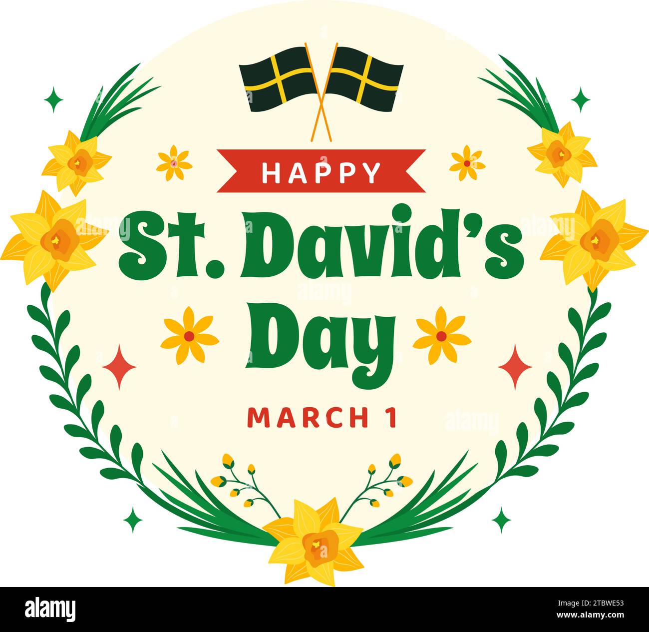 Happy St David's Day Vector Illustration on March 1 with Welsh Dragons ...