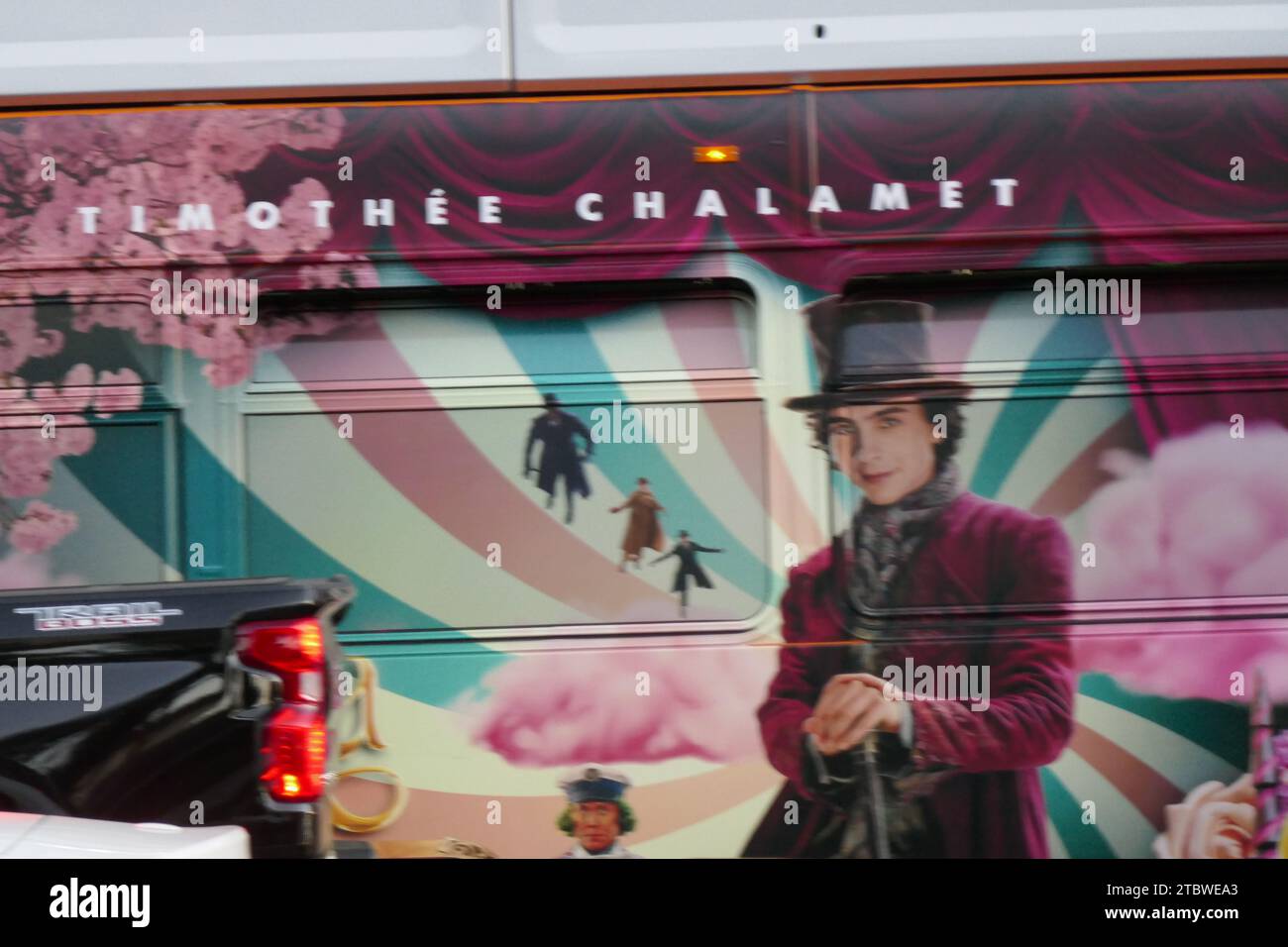 Los Angeles, California, USA 8th December 2023 Warner Bros. Wonka Bus ...