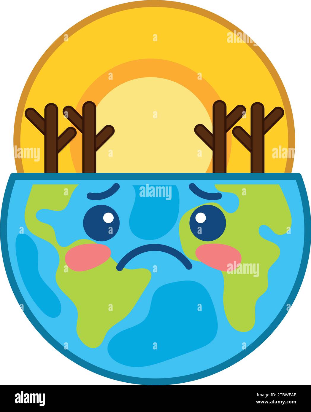 global warming illustration of the world with dry trees vector isolated ...