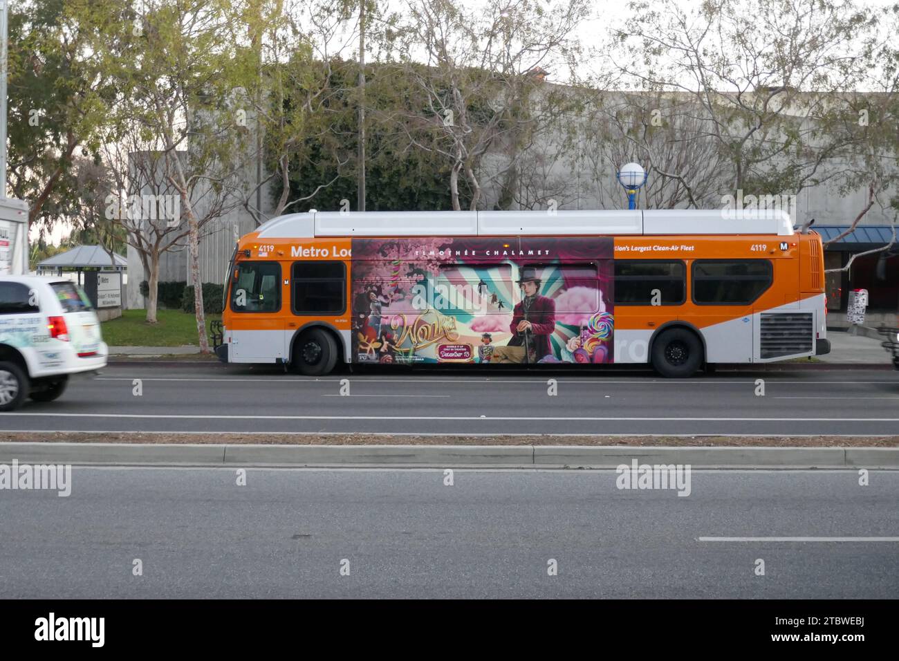 Los Angeles, California, USA 8th December 2023 Warner Bros. Wonka Bus ...