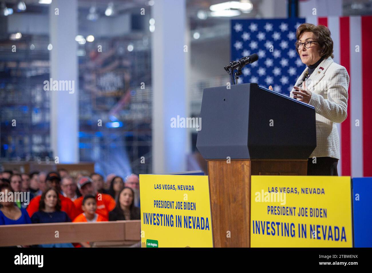 Las Vegas, USA. 08th Dec, 2023. Senator Jacky Rosen, D-NV, speaks ahead ...
