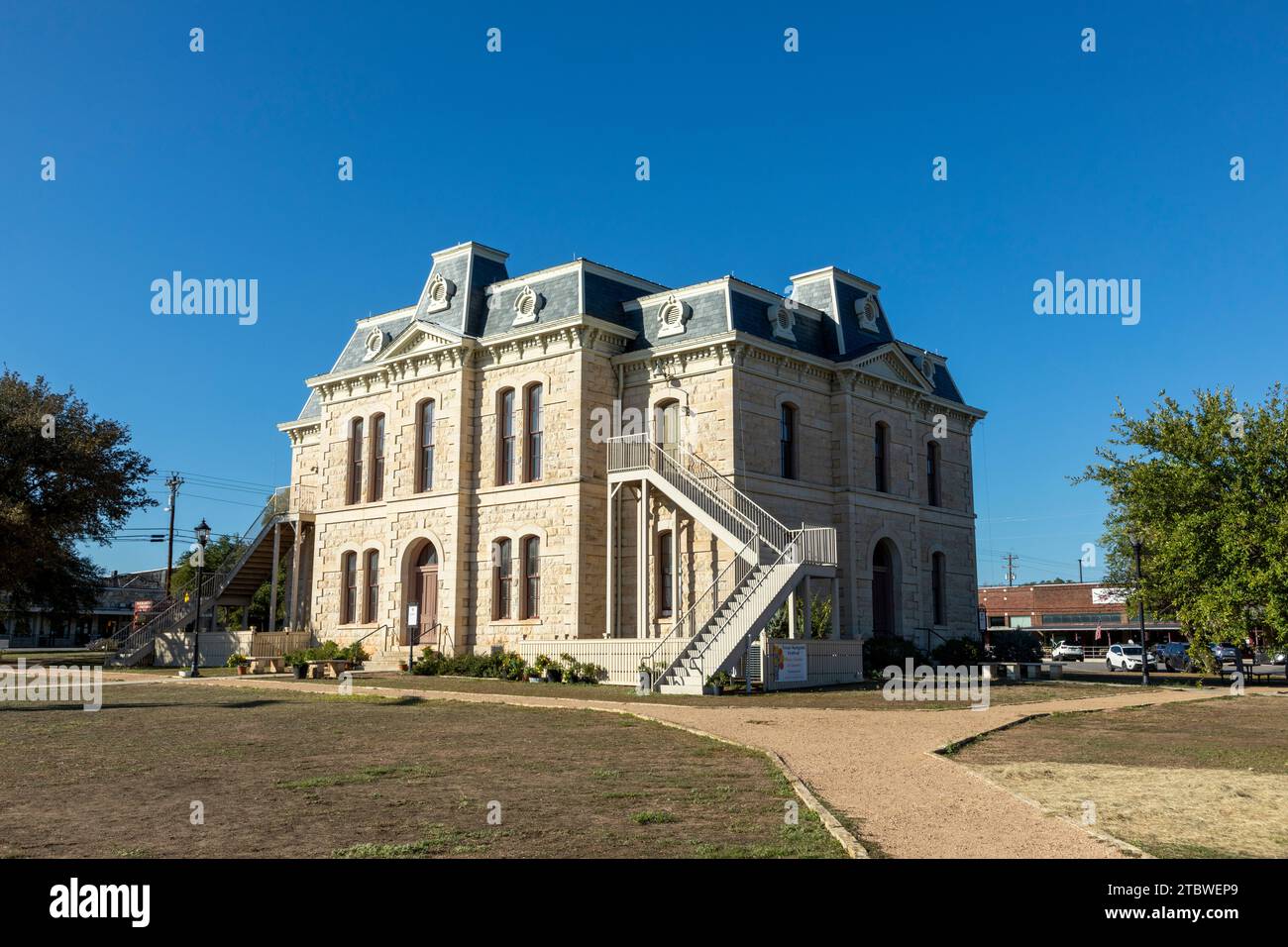 view to old historic city hall in Blanco, Texas Stock Photo - Alamy