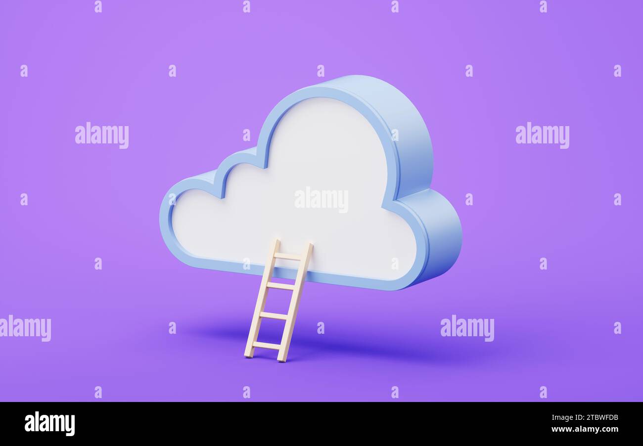 Cloud computing with cartoon style, 3d rendering. 3D illustration Stock ...
