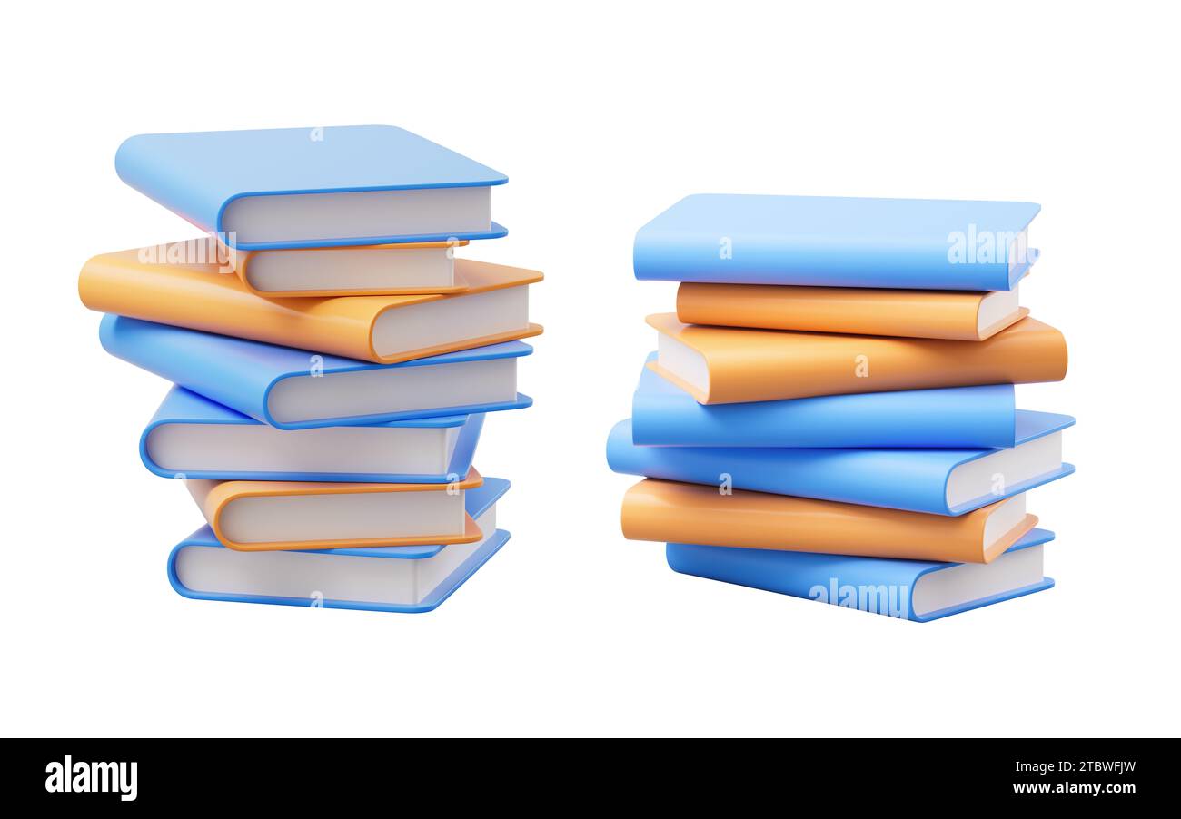 Stack of books with cartoon style, 3d rendering. 3D illustration Stock ...