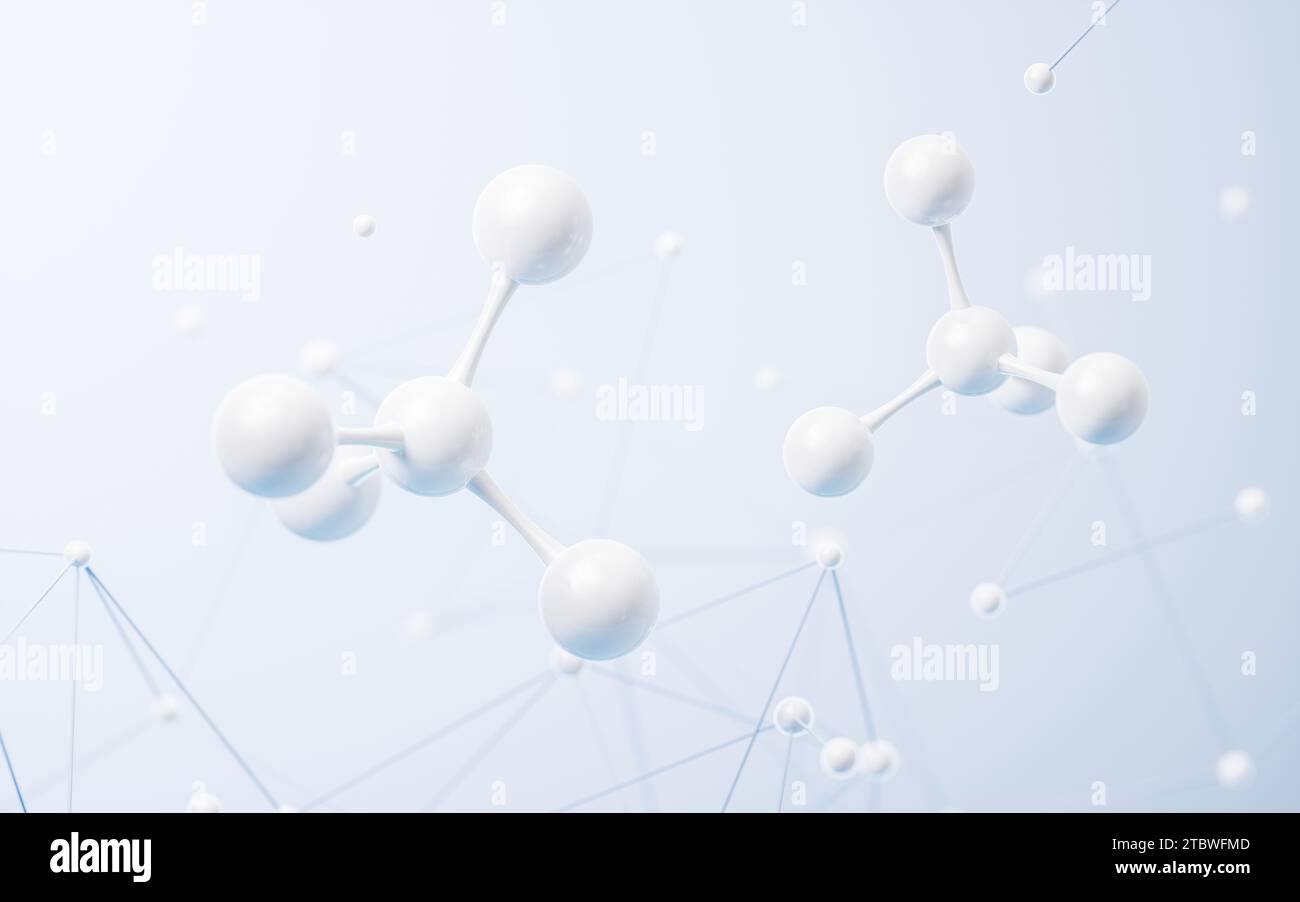 Molecule with biology concept background, 3d rendering. 3D illustration ...