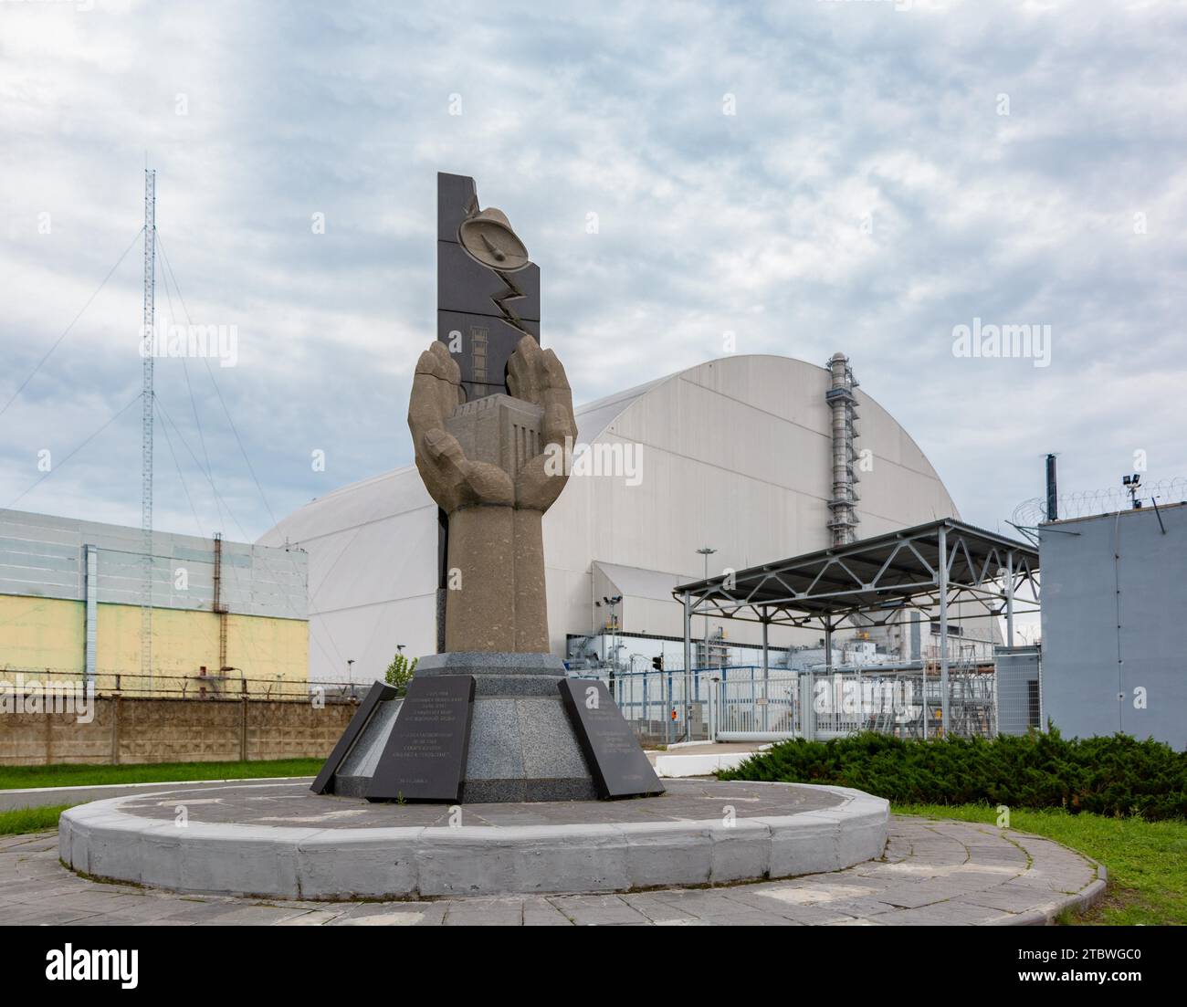 A picture of the memorial in front of the Chernobyl nuclear power plant ...