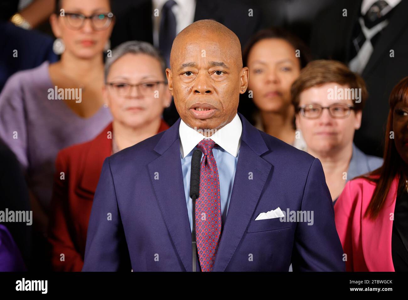 City Hall, New York, USA, December 08, 2023 - Mayor Eric Adams ...