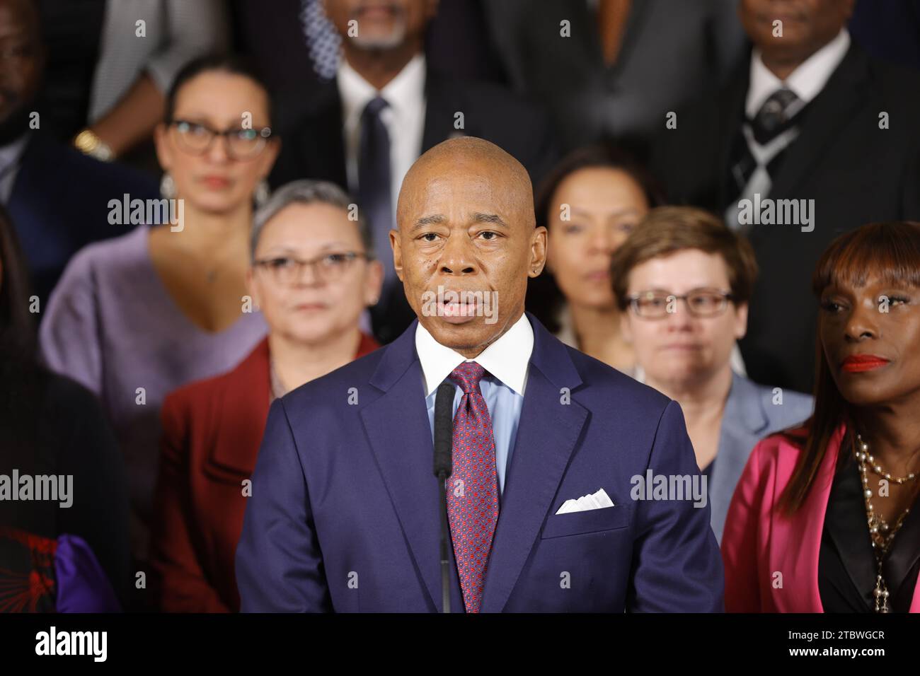 City Hall, New York, USA, December 08, 2023 - Mayor Eric Adams ...