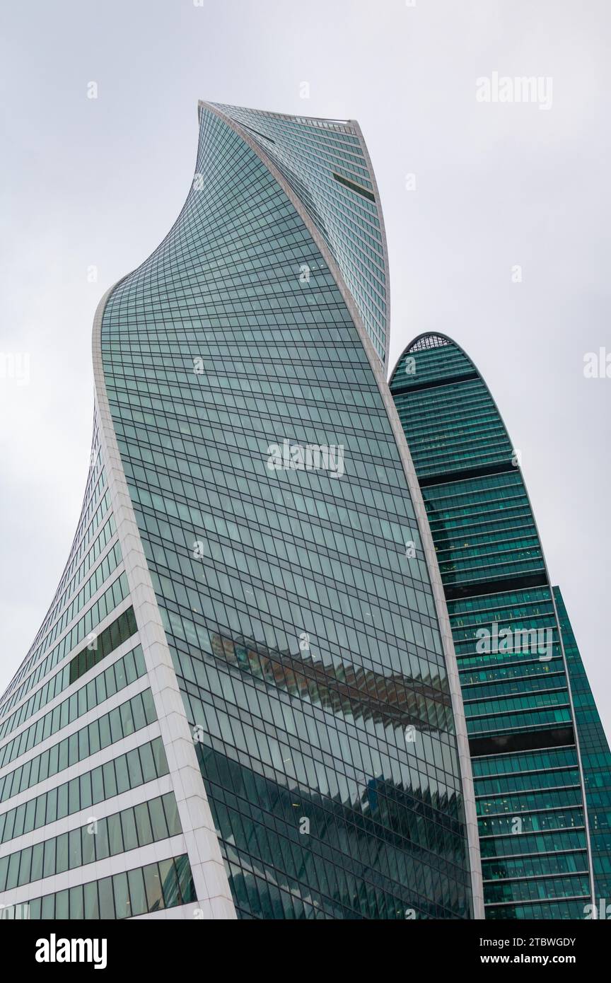 A picture of the Evolution Tower, part of the Moscow City complex Stock ...