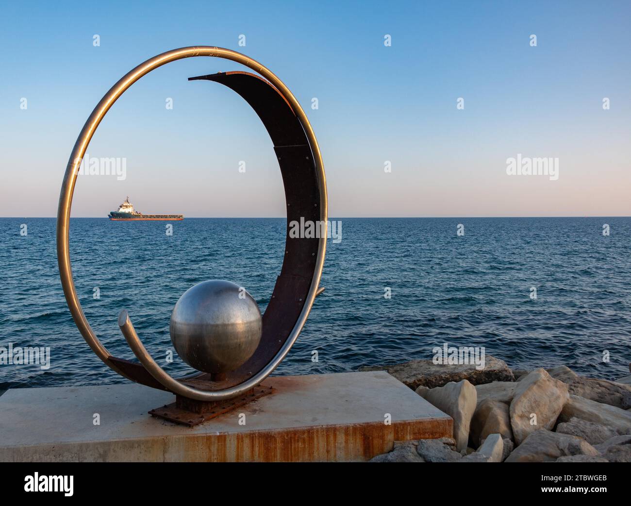 A picture of a sculpture next to the promenade, in Limassol Stock Photo ...