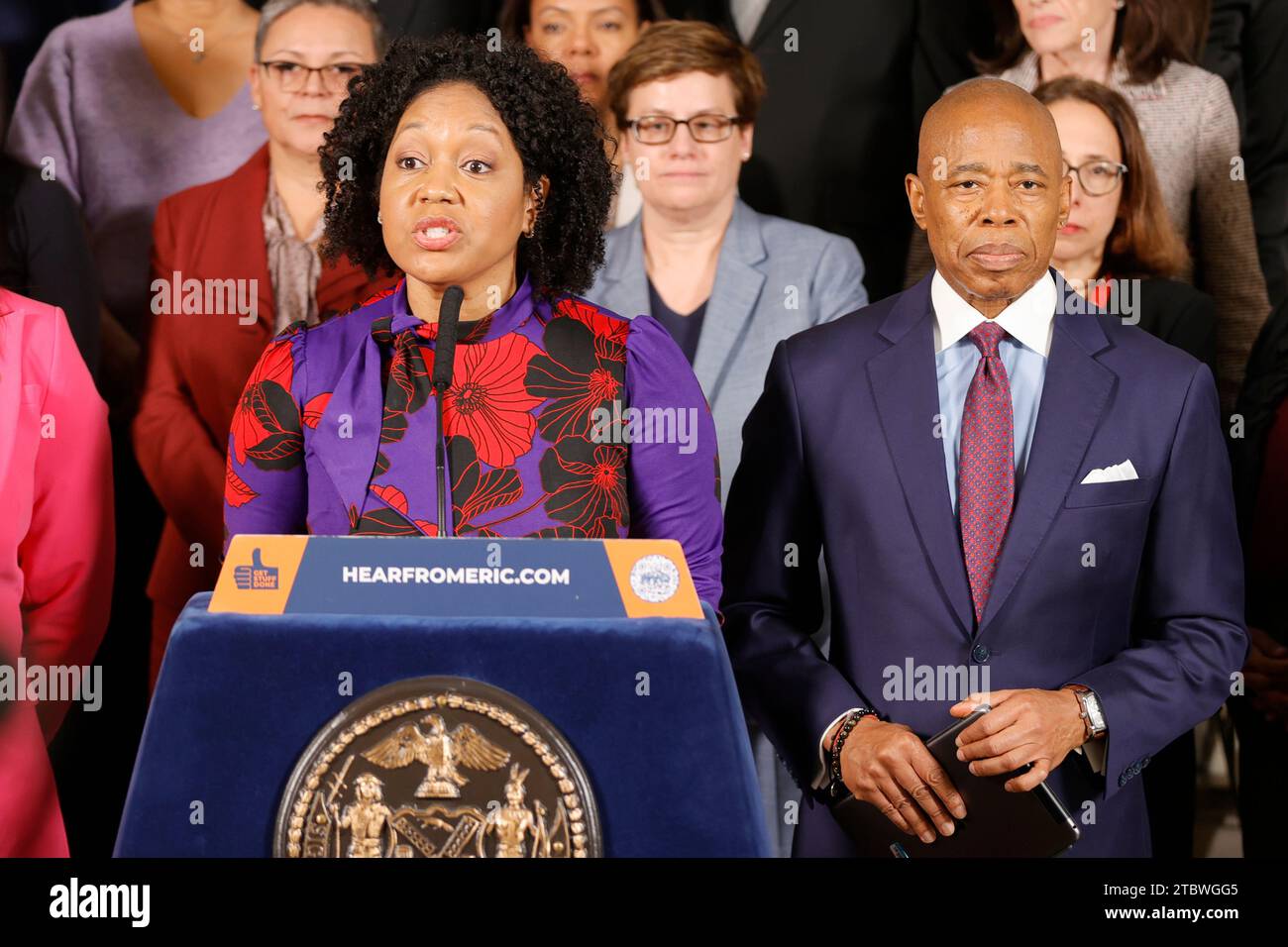 City Hall, New York, USA, December 08, 2023 - Mayor Eric Adams ...