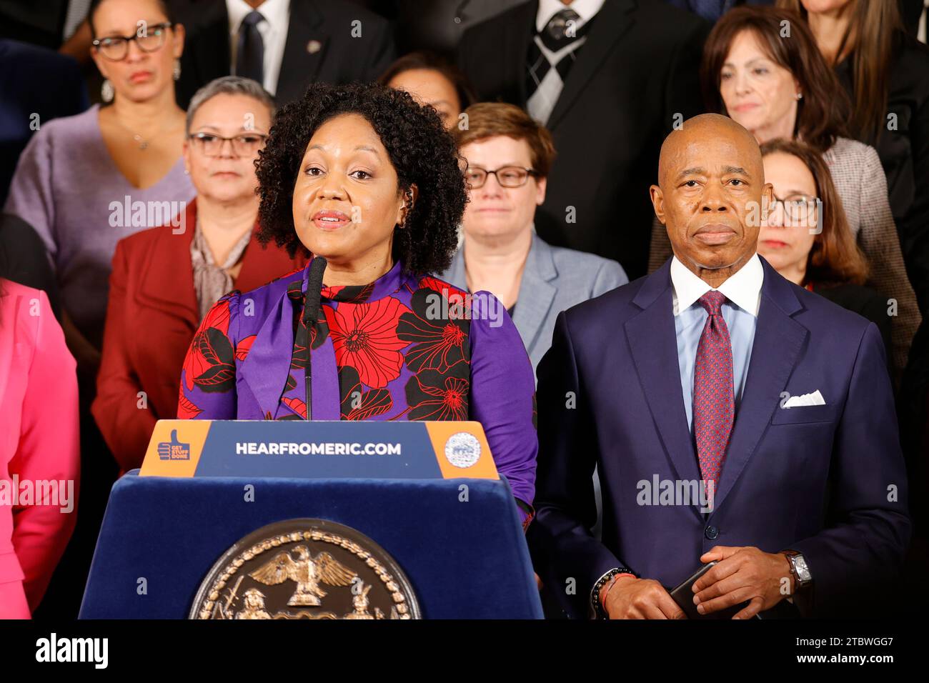 City Hall, New York, USA, December 08, 2023 - Mayor Eric Adams ...