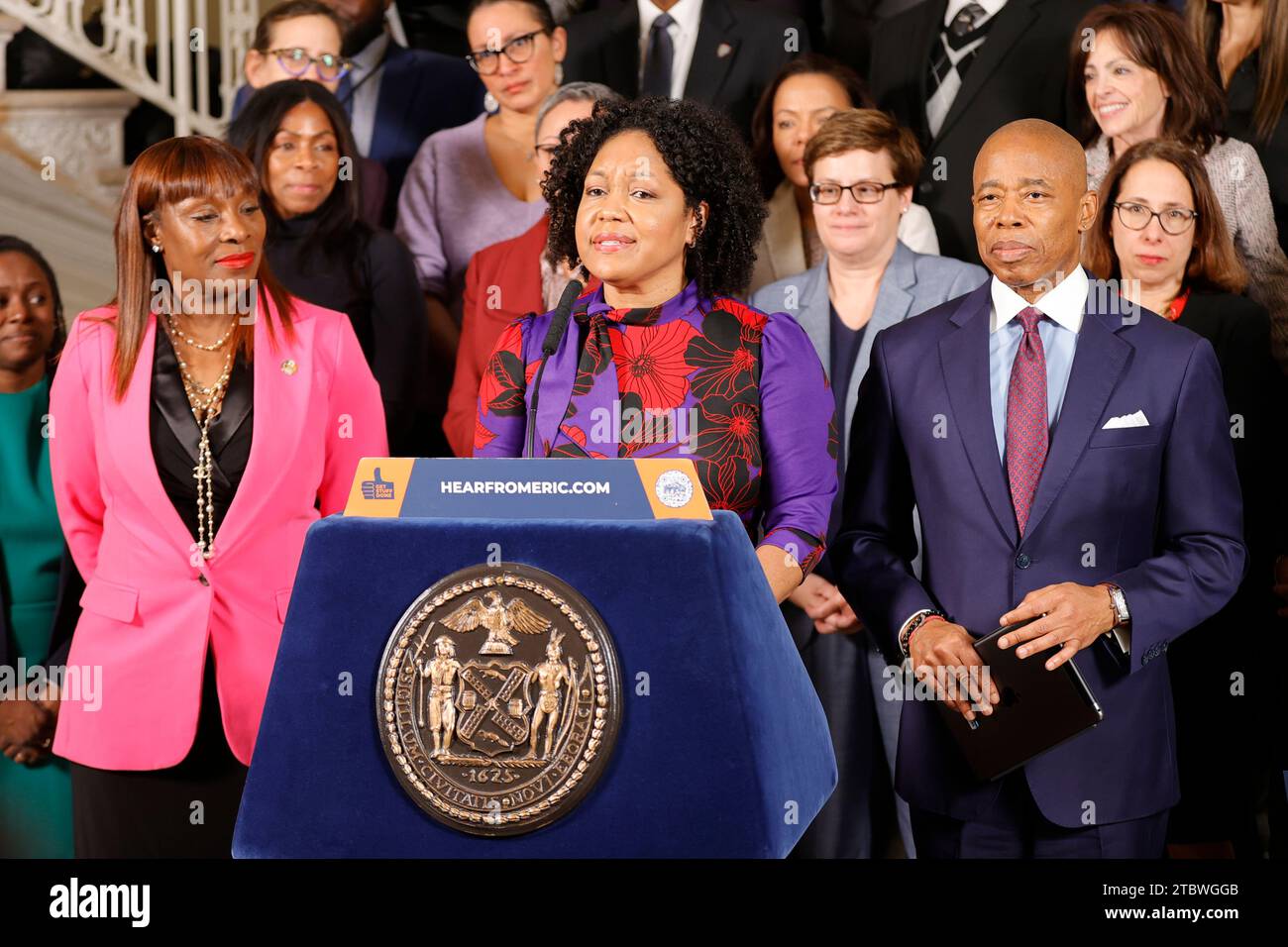 City Hall, New York, USA, December 08, 2023 - Mayor Eric Adams ...
