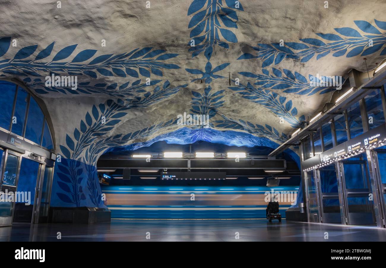 A picture of the blue line of the T-Centralen subway station (Stockholm ...