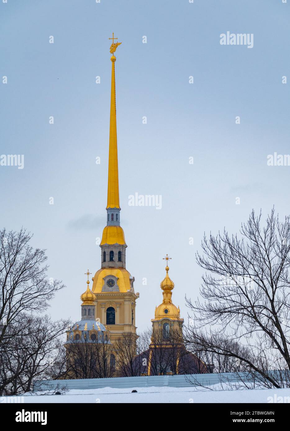 A picture of the tall tower of the Saints Peter and Paul Cathedral ...