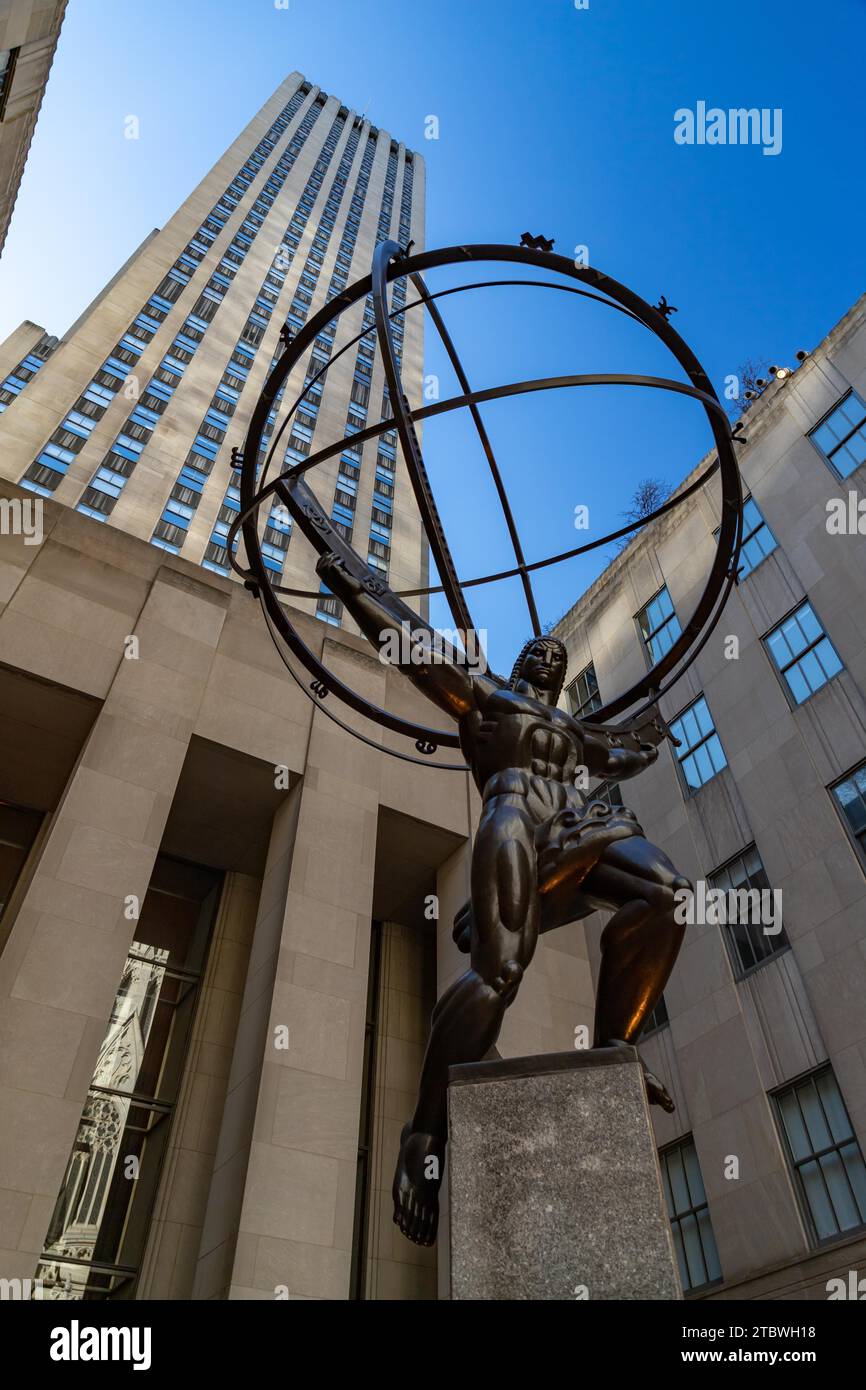 A picture of the Atlas Statue in front of a Rockefeller Center building ...