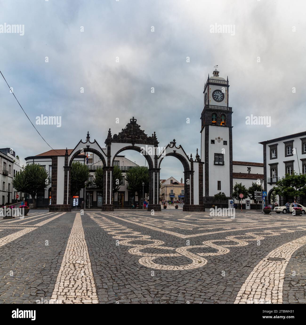 A panorama picture of the City Gates of Ponta Delgada (Azores Stock ...