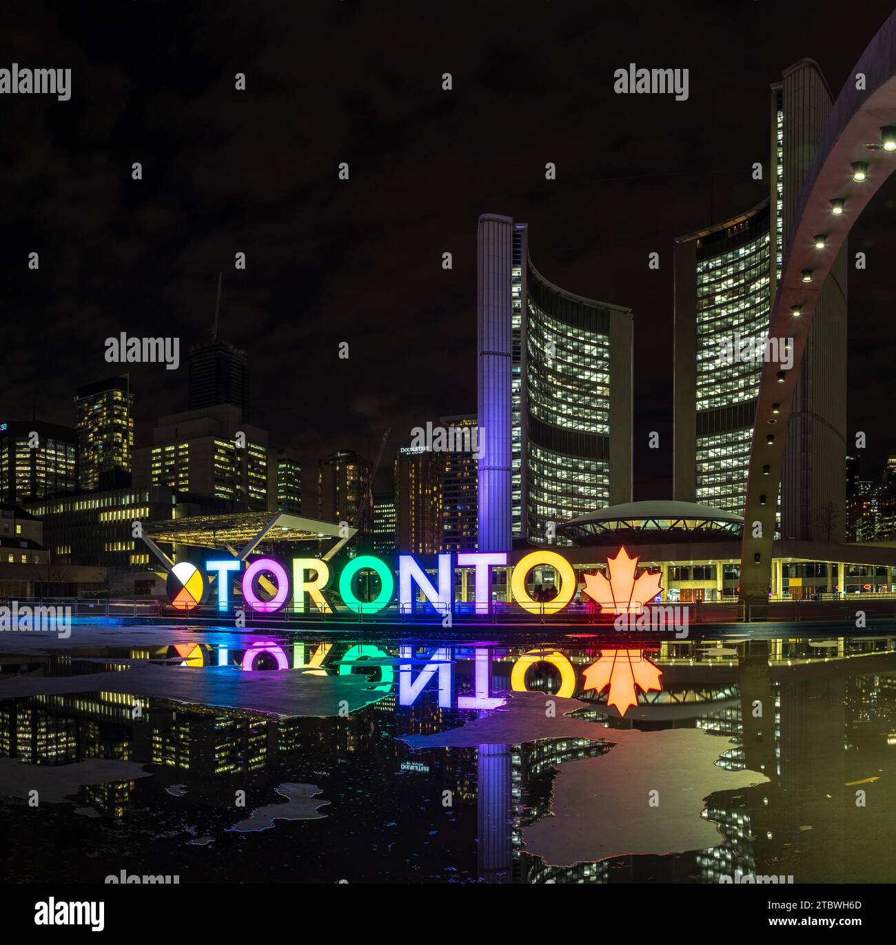A panorama picture of the Toronto Sign at night Stock Photo - Alamy