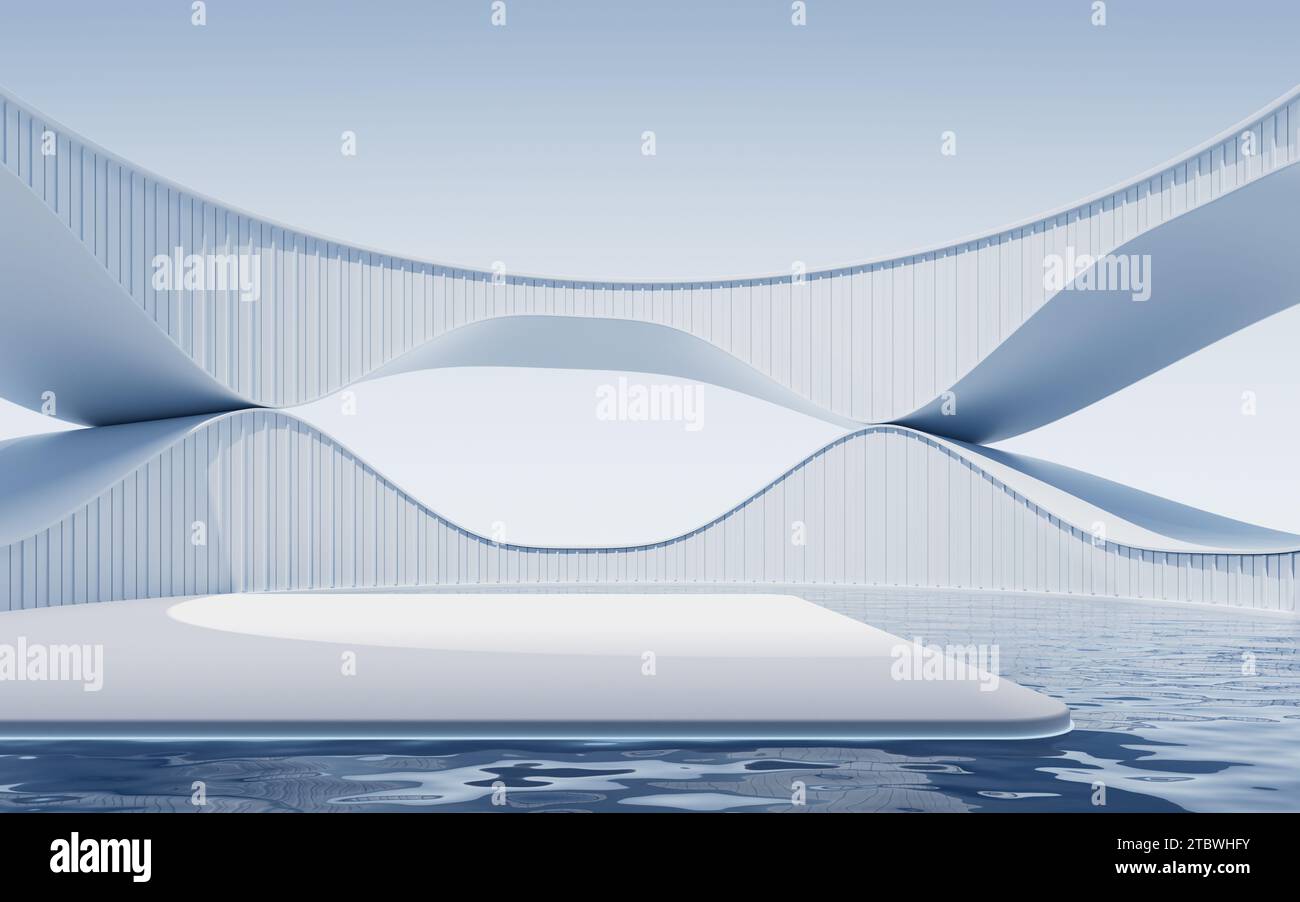 Empty ground with white building background, 3d rendering. 3D ...