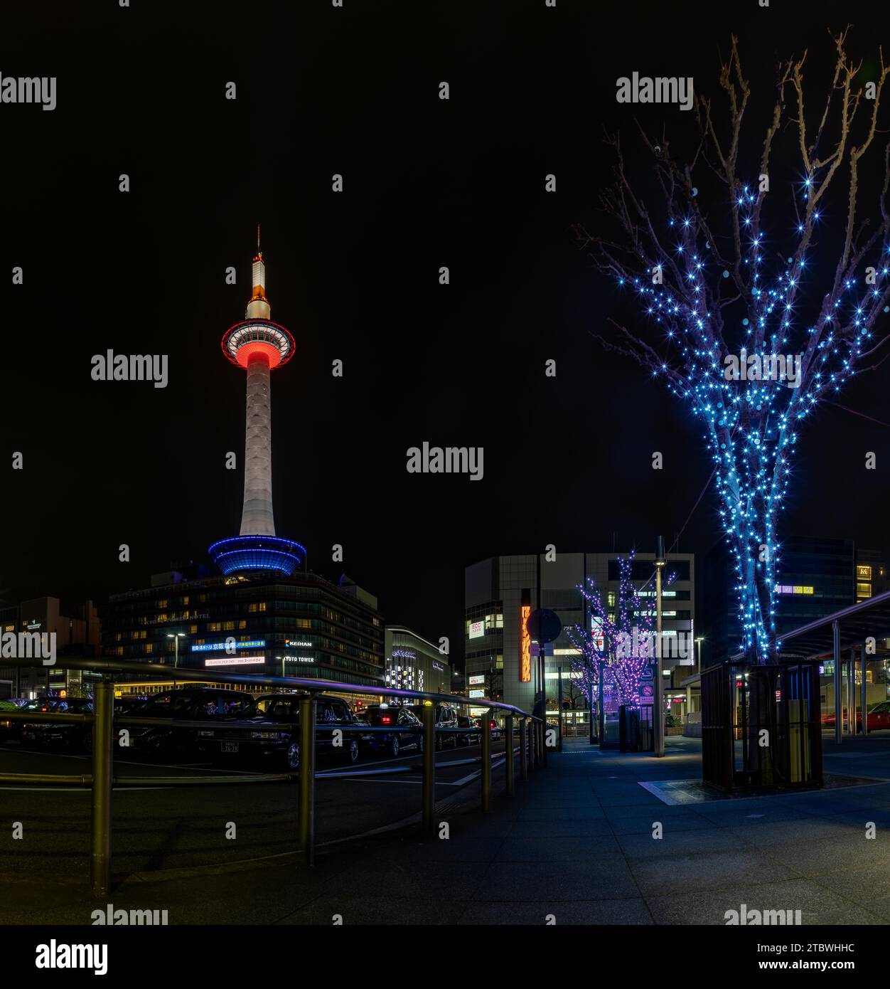 A panorama picture of the Kyoto Tower and the Tokyo Station square at ...
