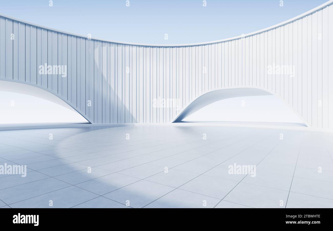 Empty ground with white building background, 3d rendering. 3D ...