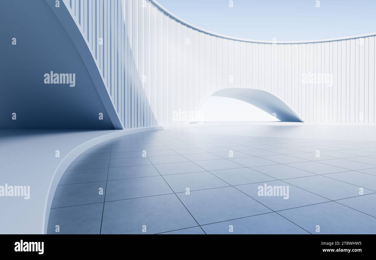 Empty ground with white building background, 3d rendering. 3D ...