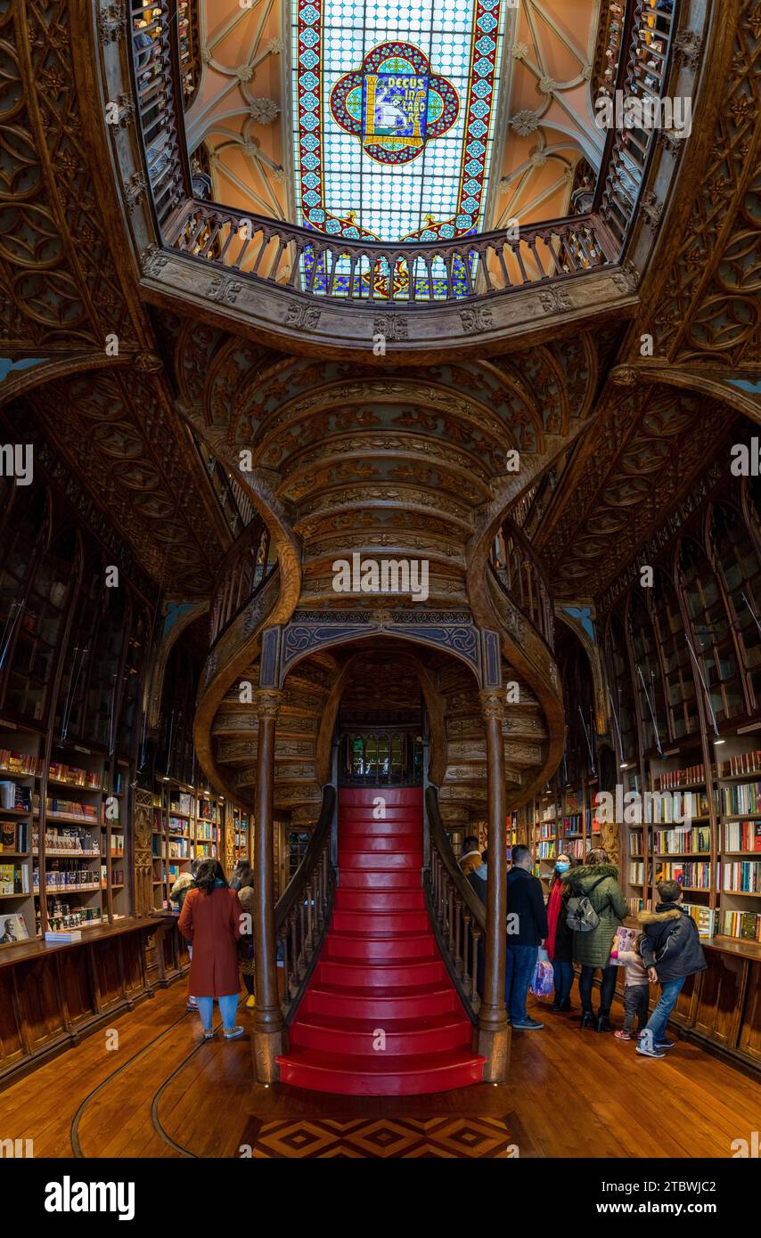 A panorama picture of the iconic Lello Bookstore in Porto Stock Photo ...