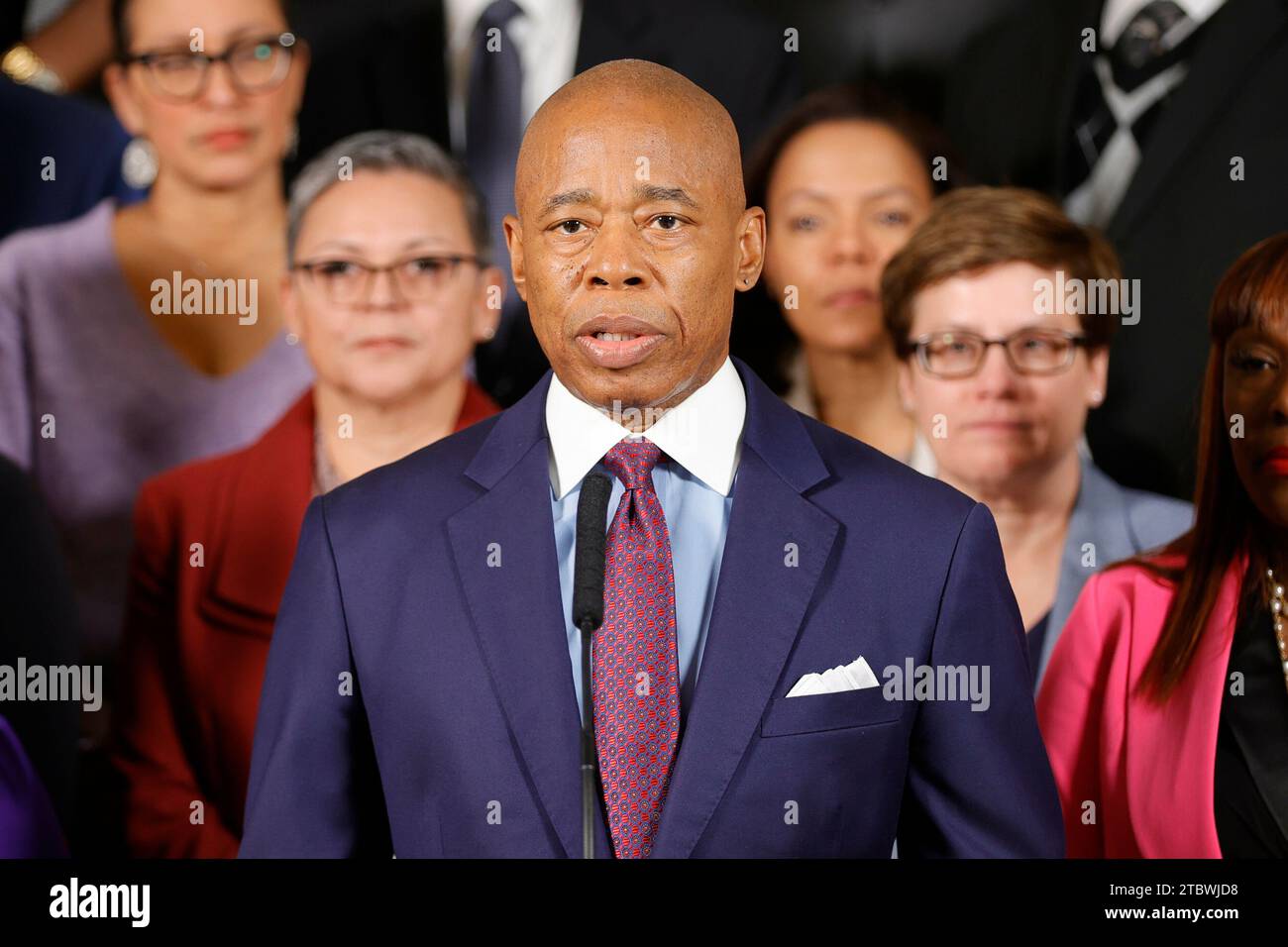 City Hall, New York, USA, December 08, 2023 - Mayor Eric Adams ...
