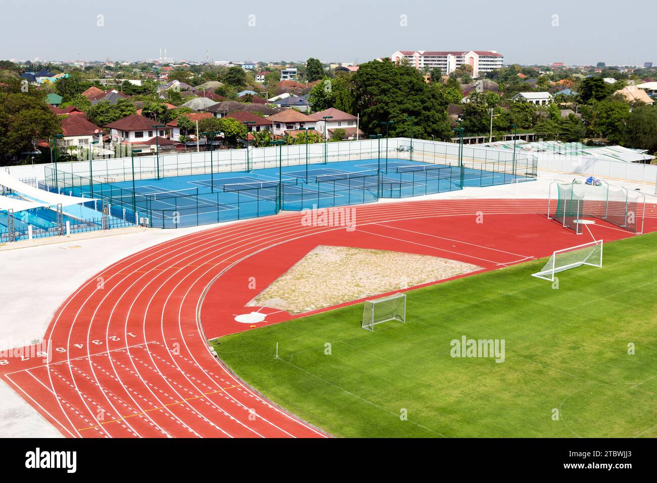 Bangkok, Thailand - March 9, 2018: Outdoor oval running track and ...