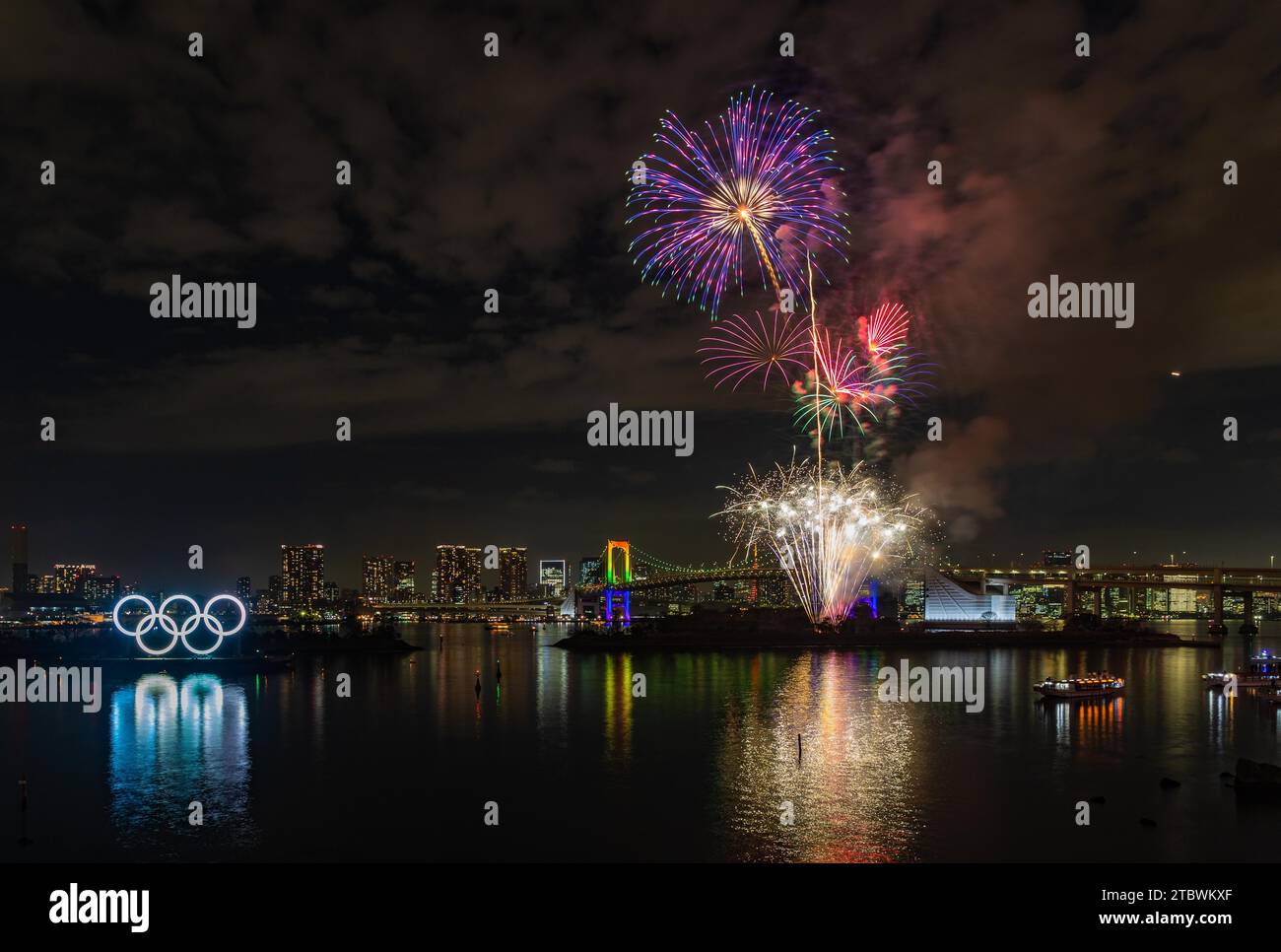 A picture of the fireworks commemorating the opening of the Olympic ...