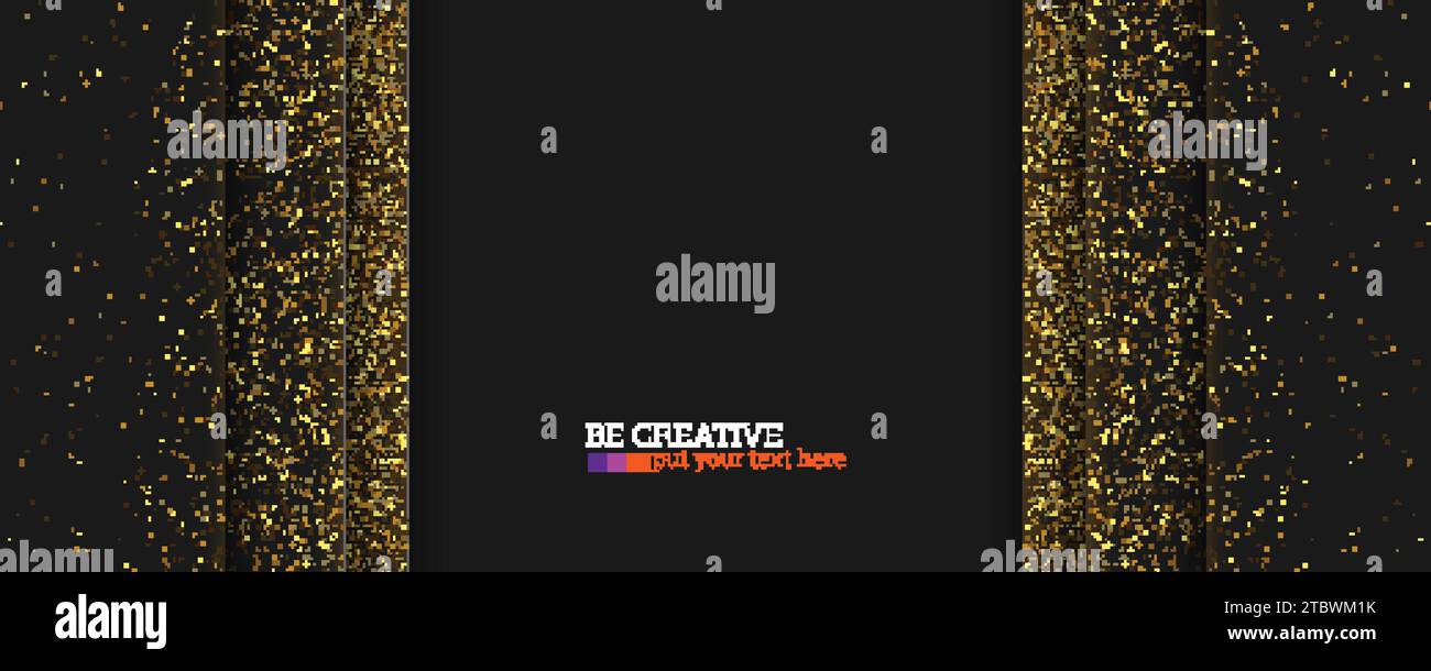 Glittering golden texture on simple forms Shimmering shapes on black ...