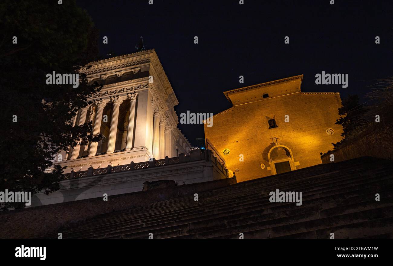 A picture of the Basilica of St. Mary of the Altar of Heaven at night ...