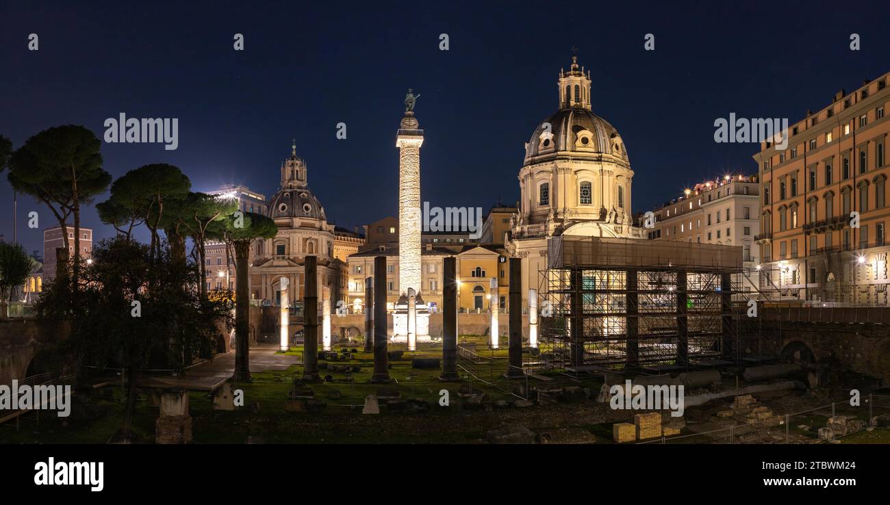 A picture of the Imperial Fora, the Trajan's Column, the Church of ...