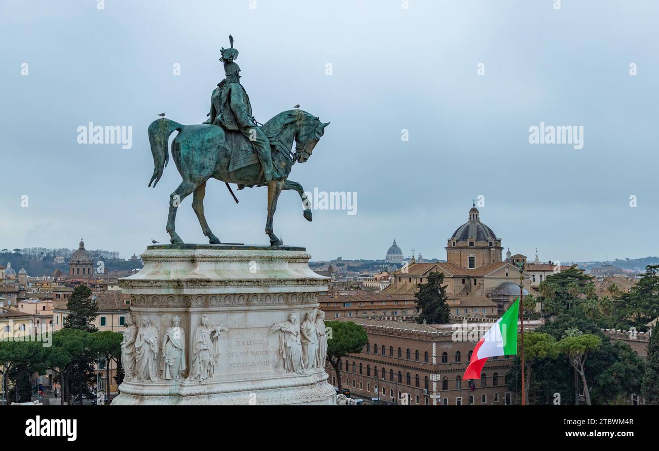 A picture of the Equestrian Statue of Victor Emmanuel II overlooking ...