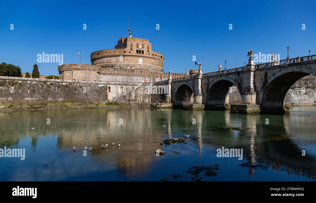 A picture of the St. Angelo Bridge and the Castel Sant'Angelo next to ...