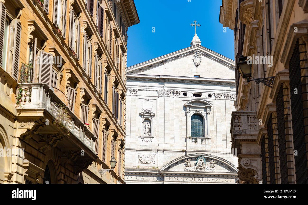 A picture of the Santa Maria in Vallicella Church's facade between two ...
