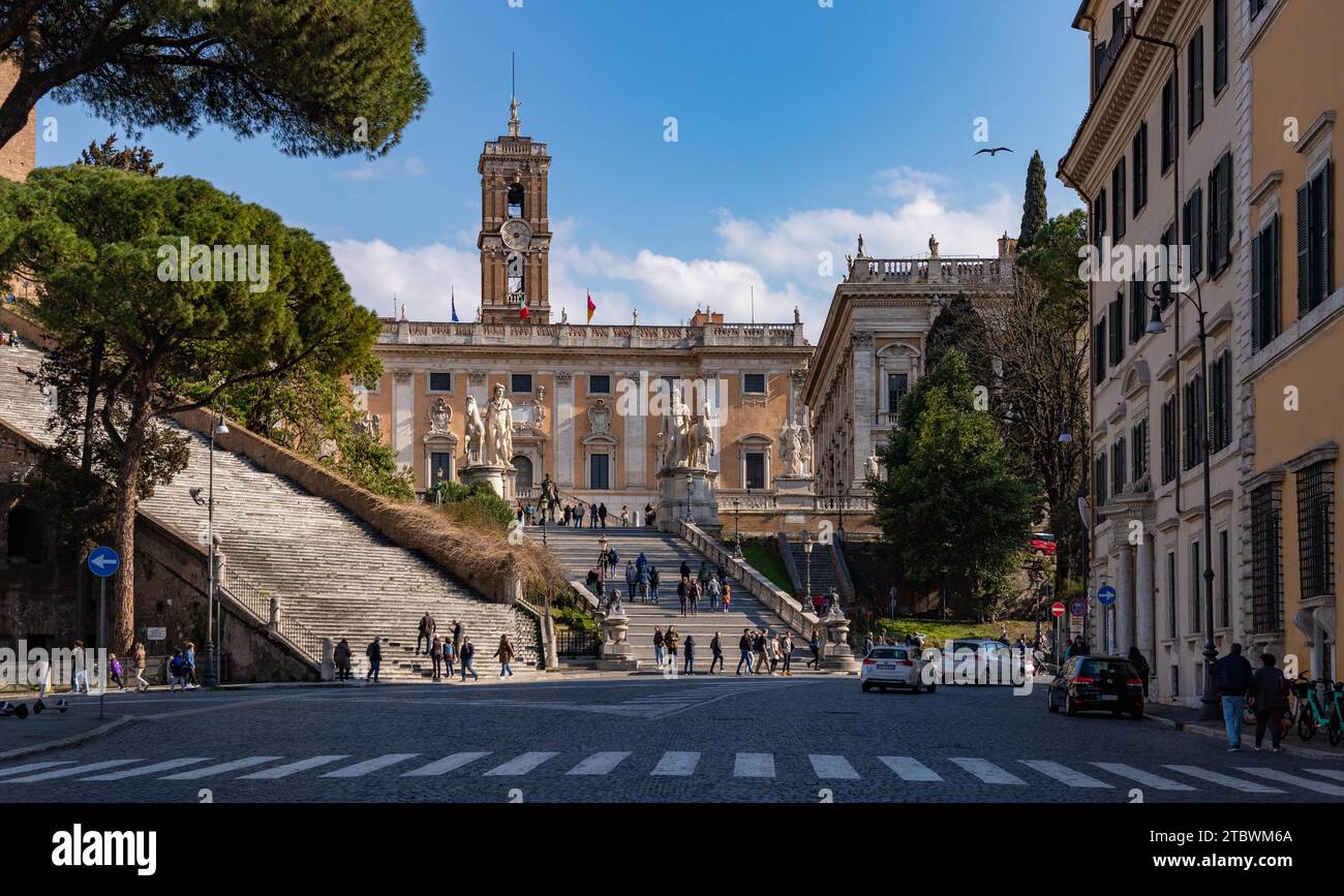 A picture of the Campidoglio Square and the Cordonata (a staircase made ...