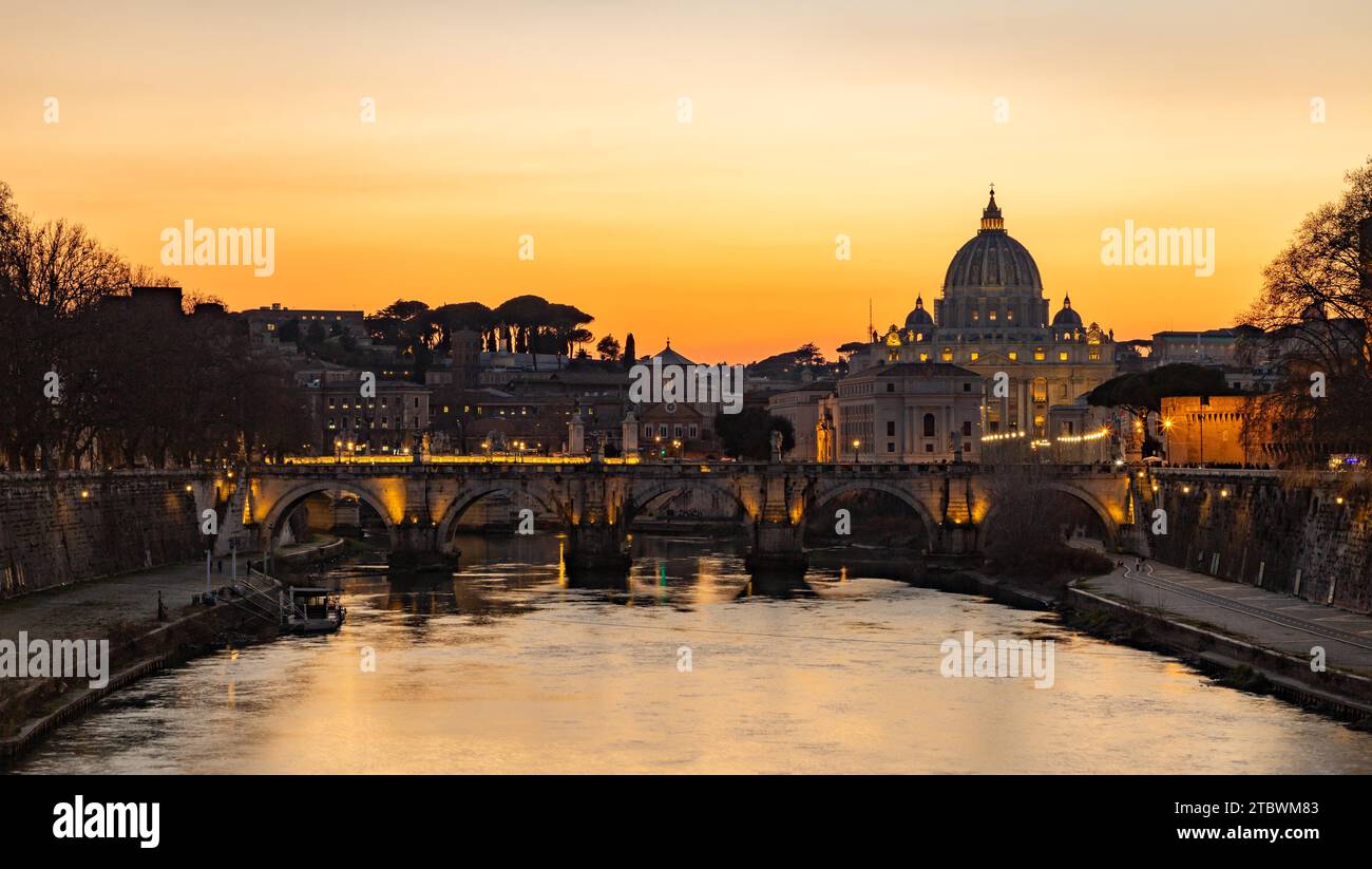 A picture of the St. Angelo Bridge, the St. Peter's Basilica and the ...