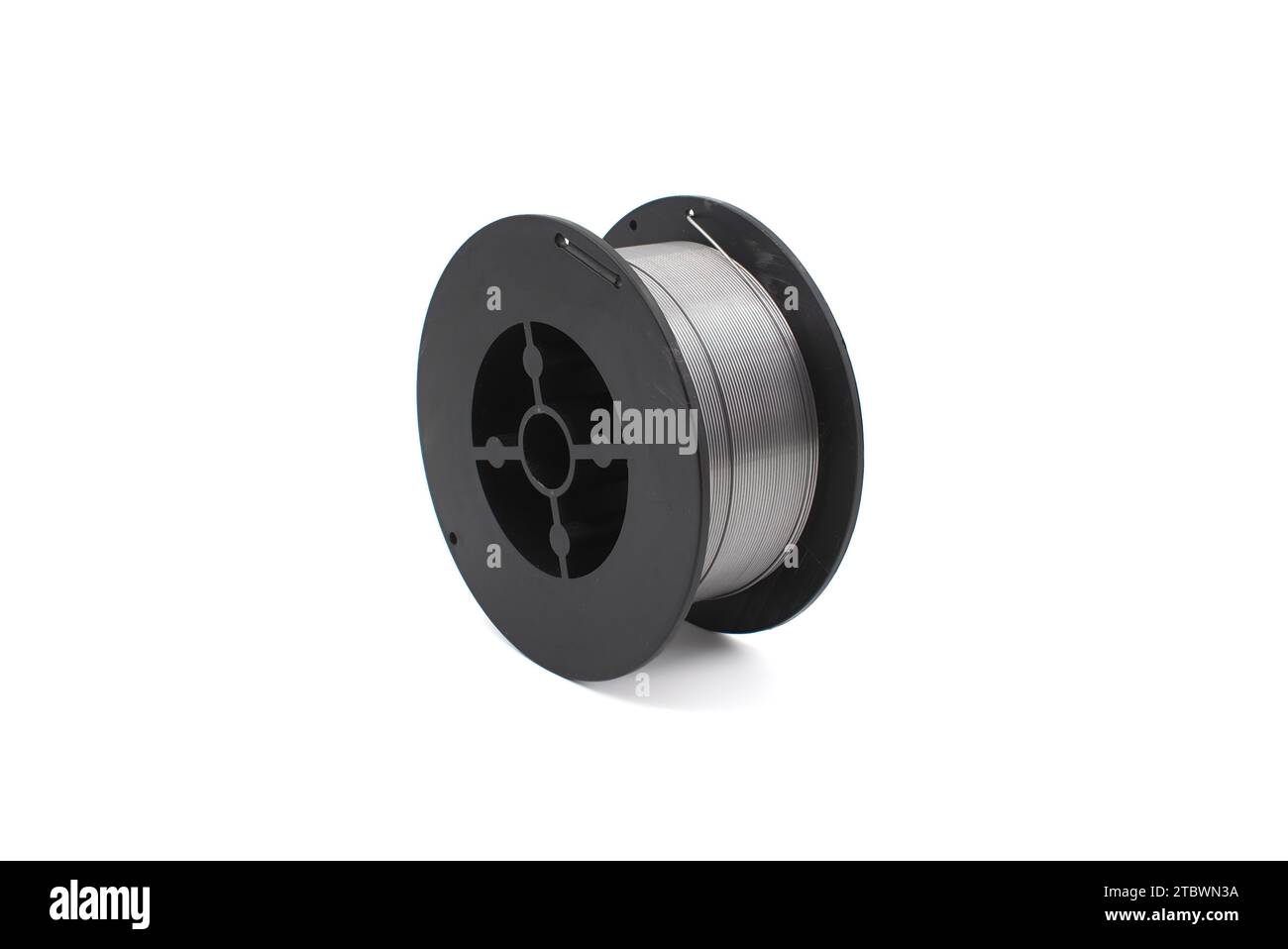 Flux cored welding wire for gasless welding isolated on white ...