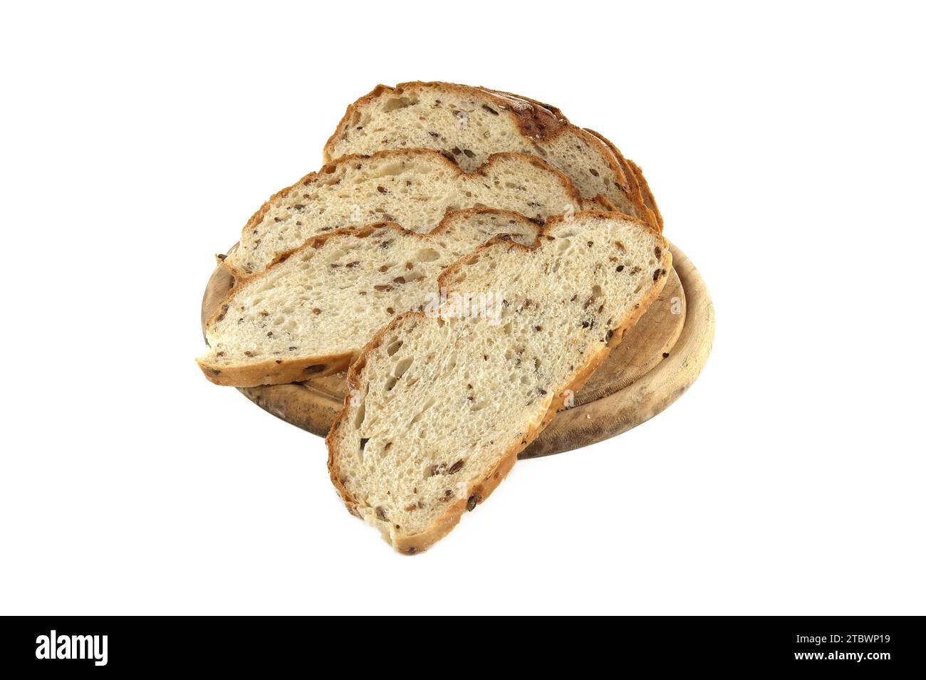 Sliced wheat bread with sprouted rye isolated on a white background ...