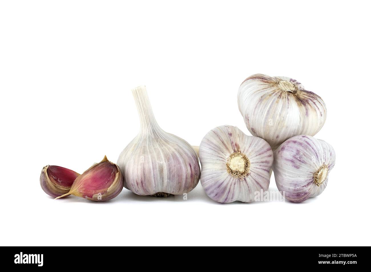 Garlic bulbs and cloves in close-up isolated on white background Stock ...