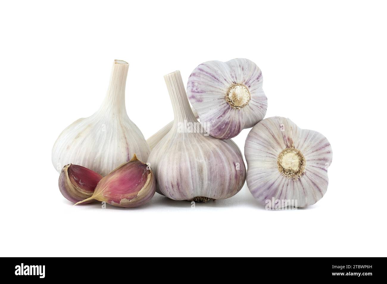 Garlic bulbs and cloves in close-up isolated on white background Stock ...